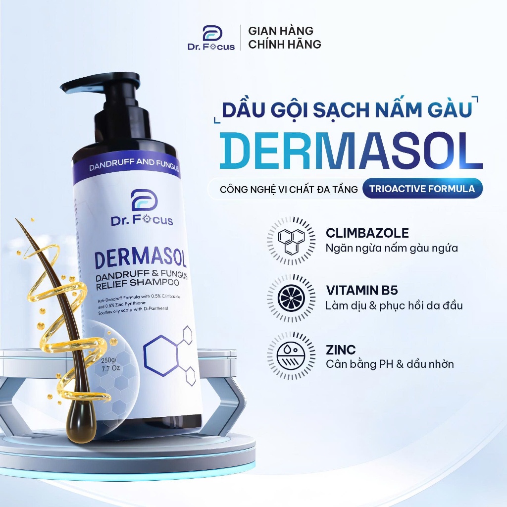 Dầu gội sạch gàu nấm Dermasol, dầu gội dược liệu giảm ngứa da đầu, viêm ...