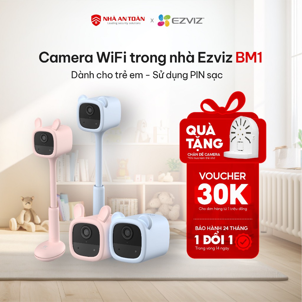 Camera Không Dây EZVIZ BM1 Giám Sát Trẻ Em, Phát Hiện Khóc, Phát Nhạc ...
