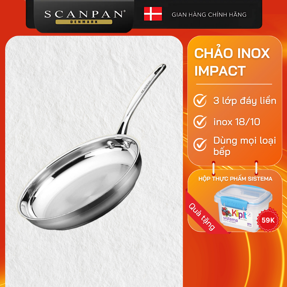 Chảo inox SCANPAN IMPACT 26cm Chất Liệu 304, Đáy 3 Lớp, Đáy Từ | Shopee ...