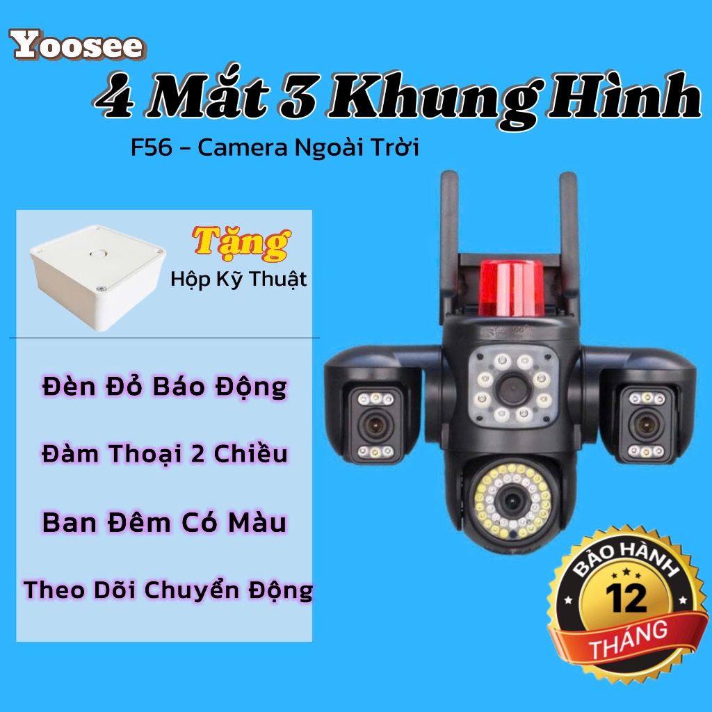 (Tặng Hộp KT) Camera Yoosee F56 4 Mắt 3 Khung Hình 20MP, Xoay 3 Mắt ...