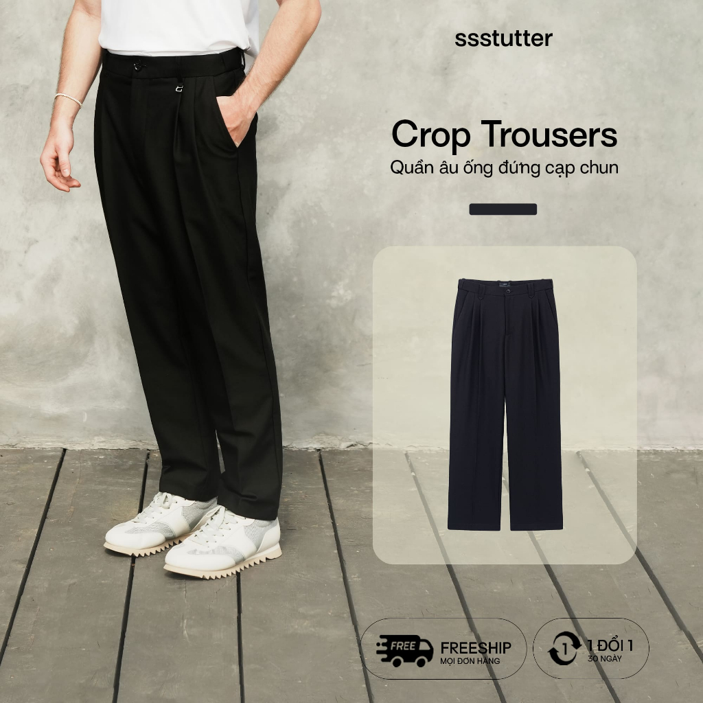 Quần Âu Ống Đứng Cạp Chun Nam SSSTUTTER Dáng Cropped Tôn Dáng Có Khoen ...