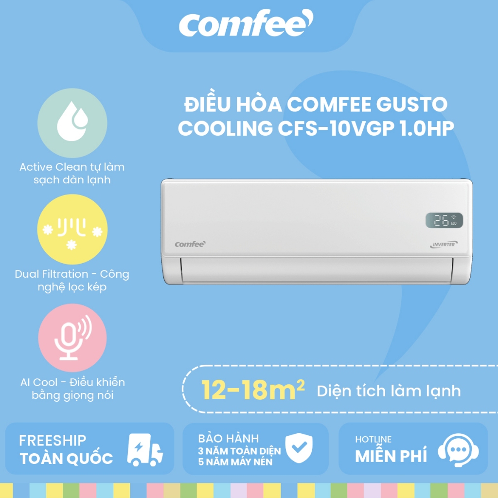 [MIỄN PHÍ GIAO LẮP] Máy lạnh Comfee Inverter 1HP CFS-10VGP| Chính hãng, Bảo hành 36 tháng ...