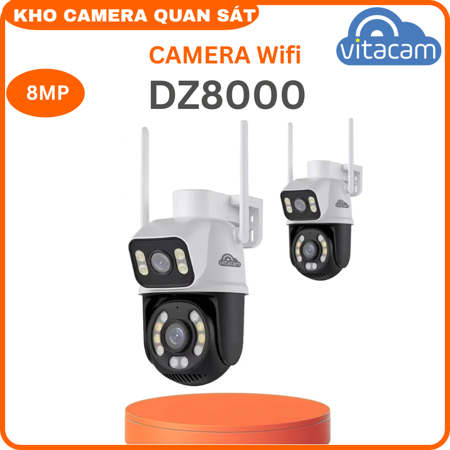 Camera Wifi Vitacam 2 Mắt DZ8000 8MP,Xem 2 Màn Hình Cùng Lúc,Xoay 360 ...