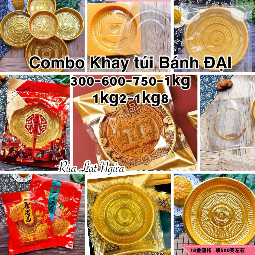 (Nhiều mẫu) combo Khay túi HỘP pet nhựa LẺ bánh trung thu Đại 300g , 600g, 750G/1kg, 1KG2, 1KG8 ...