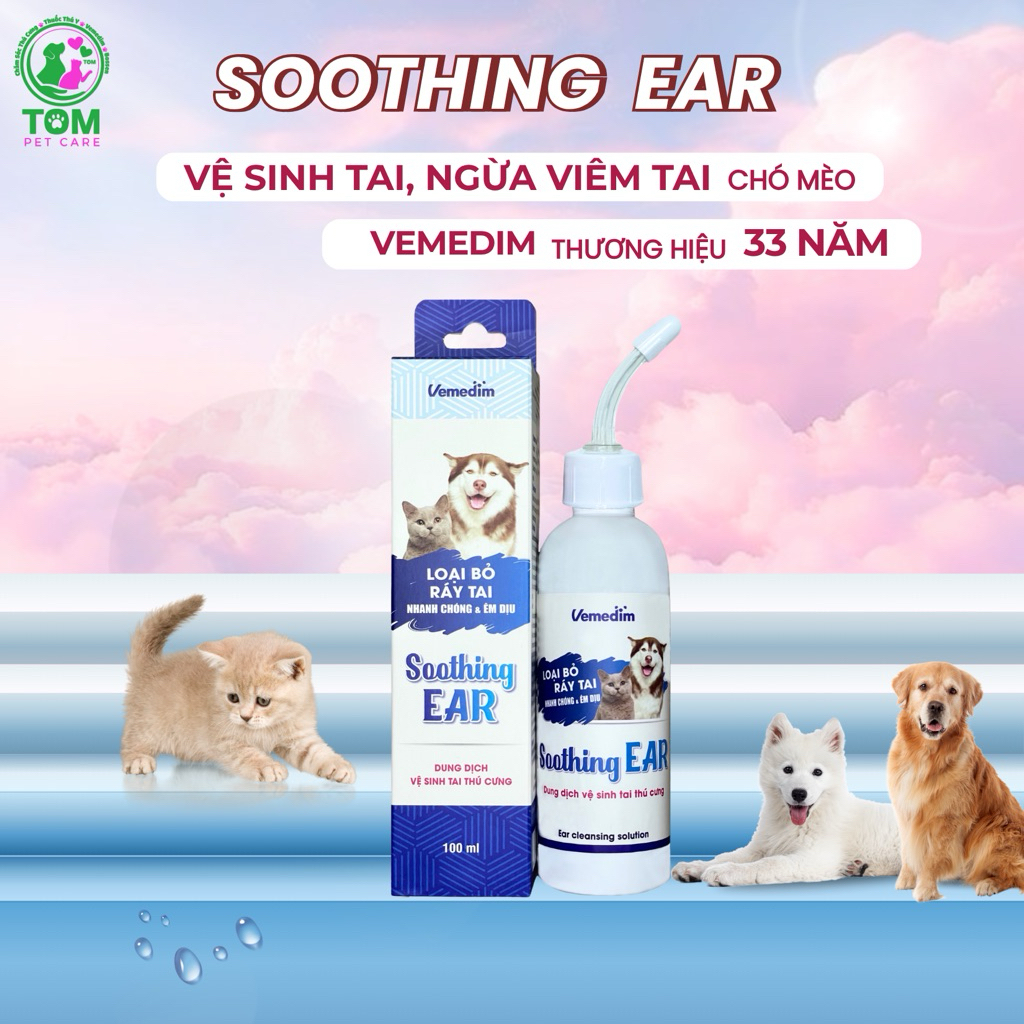 Soothing EAR dung dịch vệ sinh tai Chó Mèo, ngừa viêm tai, loại bỏ ráy ...
