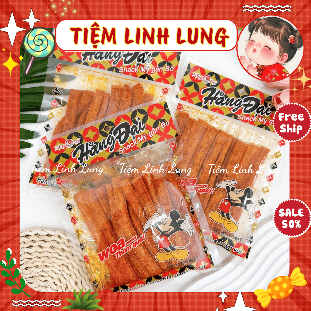 Snack Mỳ Gân Bò Hằng Đại,176G~20 thanh Snack Que Cay, Tăm Cay tuổi thơ ...