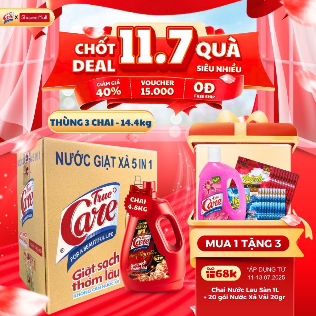 Thùng Nước Giặt Xả True Care 5in1 Hương Majestic (2.4Kg - 4.8Kg) | Shopee Việt Nam