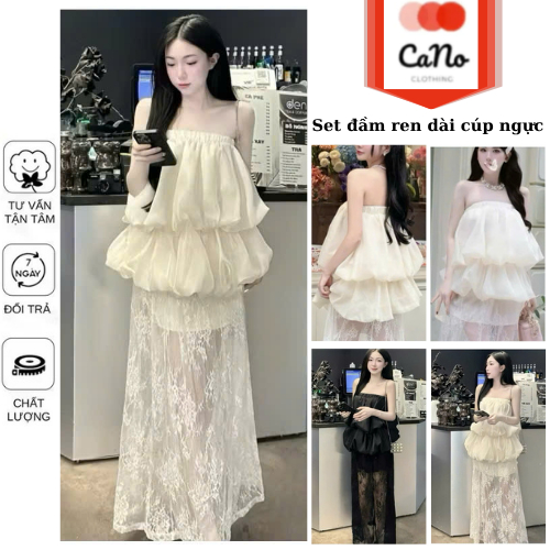 Đầm body nhúng eo bèo phối ren CANO CLOTHING Váy body form A ôm eo màu Đen trắng da mặc hè đi ...