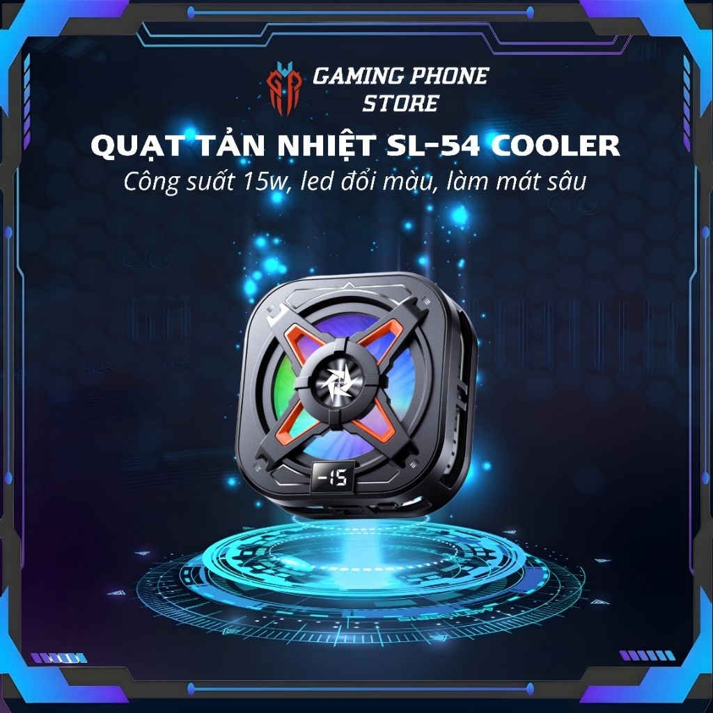 Quạt tản nhiệt điện thoại sò lạnh SL54 làm mát siêu nhanh, hiển thị ...