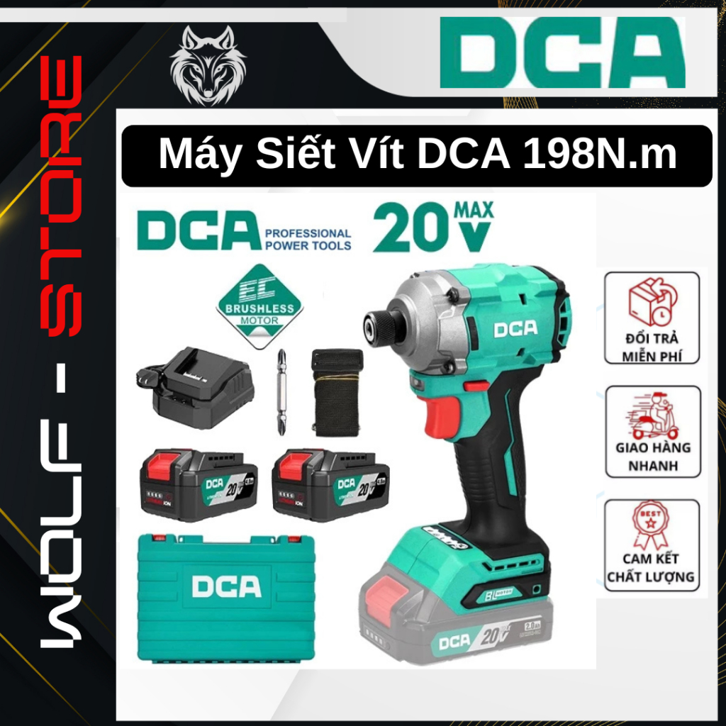 Máy Siết Vít DCA ADPL198EM | Không Chổi Than | Pin 20V/4.0Ah x2 | Mô ...