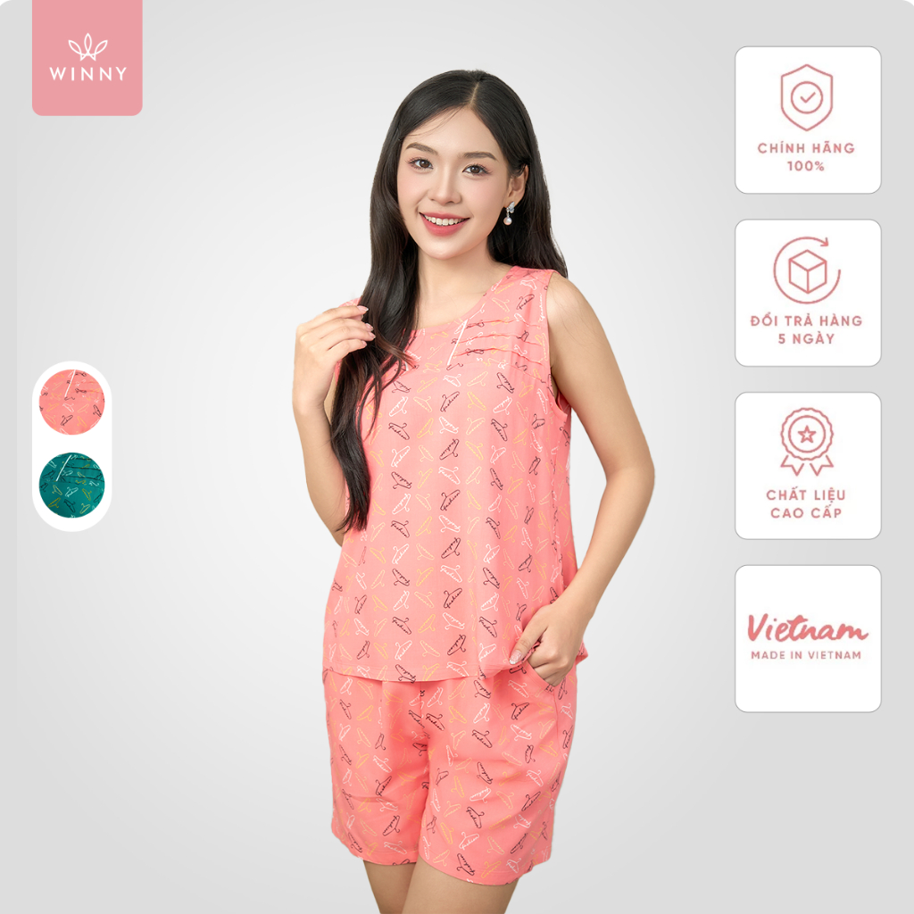 WINNY - Bộ Mặc Nhà Nữ Sát Nách Quần Đùi Chất Lanh WONNER Mát ...