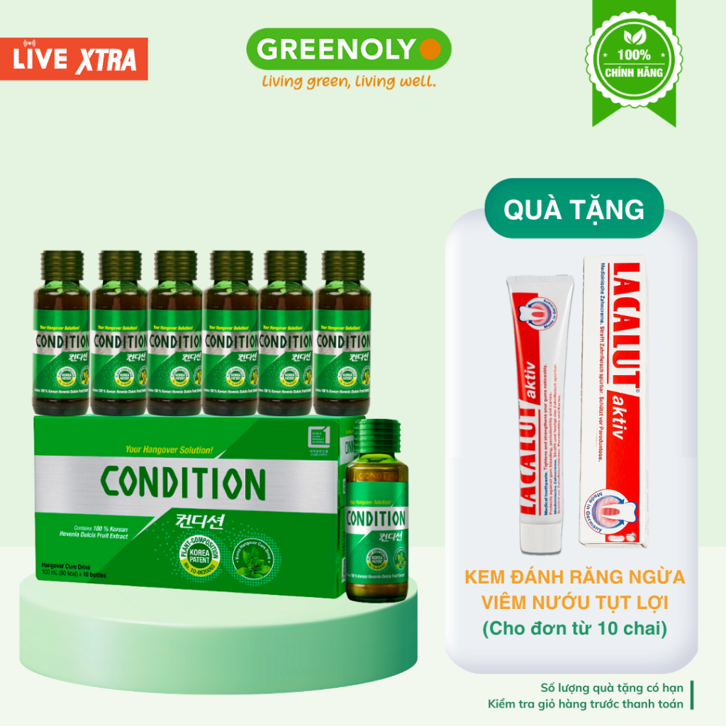 10 chai Nước giải rượu Condition hỗ trợ giải rượu và giải độc gan 100ml ...