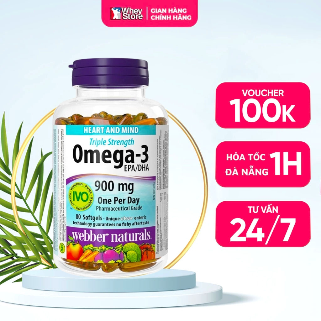 Dầu Cá Omega 3 Webber Naturals 900mg, Hỗ Trợ Tim Mạch, Bổ Não, Giảm ...