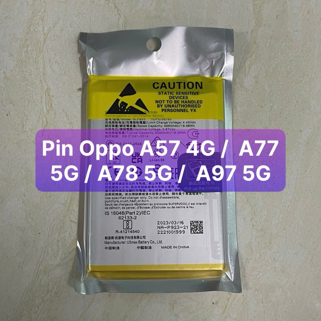pin Oppo A57 4G / A77 5G / A78 5G model BLP923 sản phẩm bảo hành 6 ...