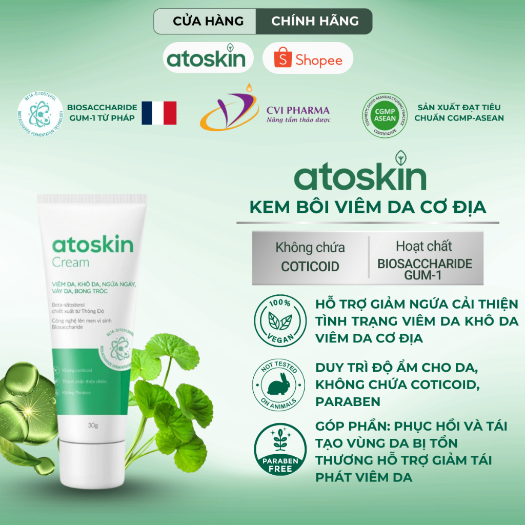 Kem Bôi Viêm Da Cơ Địa Atoskin 30g Hỗ Trợ Giúp làm dịu da khi bị: Viêm ...