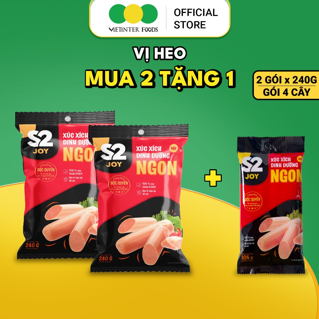 Xúc Xích Ngon Dinh Dưỡng Tiệt Trùng S2 Joy Vietinter Foods Gói 240g (Gói 4 Cây x 60g) | Shopee ...