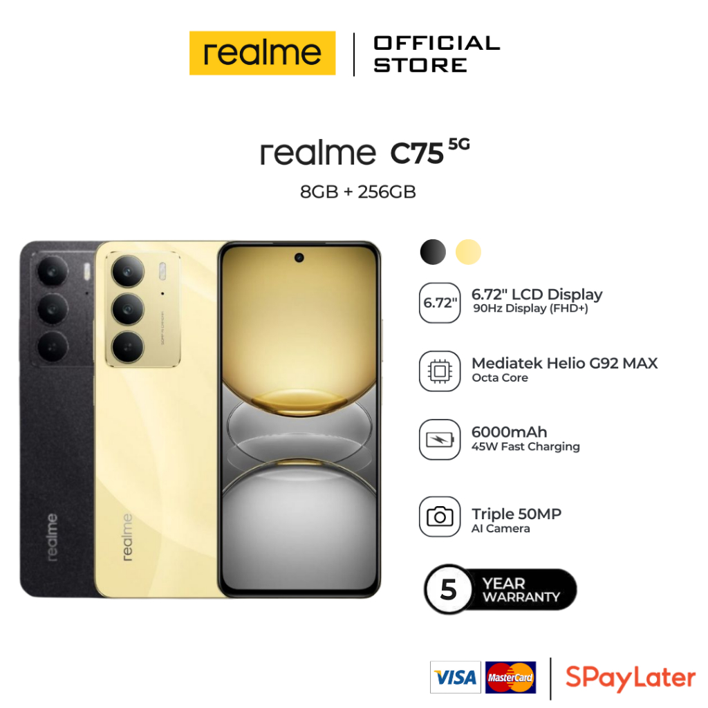 Realme C75 5G | 8GB + 256GB | Pin Khủng 6000mAh | Chống Nước | Siêu Bền ...