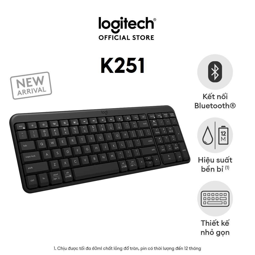 Bàn phím không dây Bluetooth Logitech K251 - Dễ kết nối, dễ thiết lập, thiết kế nhỏ gọn | Shopee ...