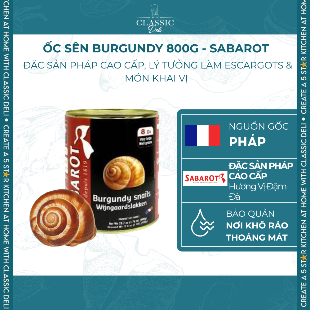 Ốc Sên Burgundy 800g - Sabarot SAB0301-400 – Đặc Sản Pháp Cao Cấp, Lý ...