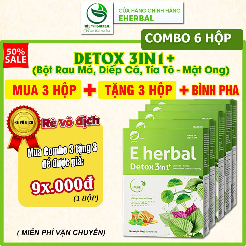 Bột detox 3in1 Eherbal ( rau má, diếp cá, tía tô mix mật ong) Sấy thăng ...