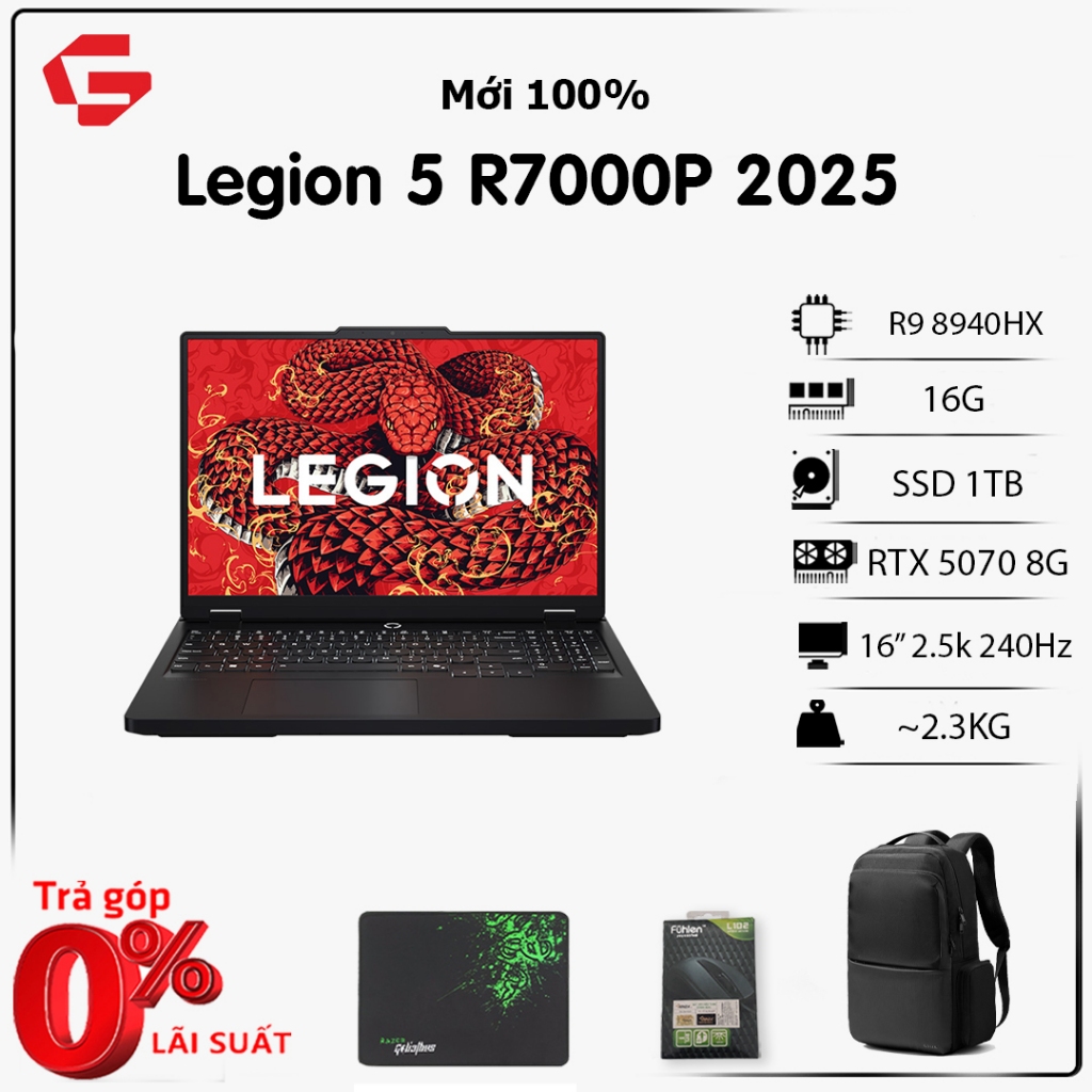 Lenovo Legion R7000P (Ryzen 9-8945HX, 16GB, 1TB, RTX 5070 8GB, 16'' 2K ...