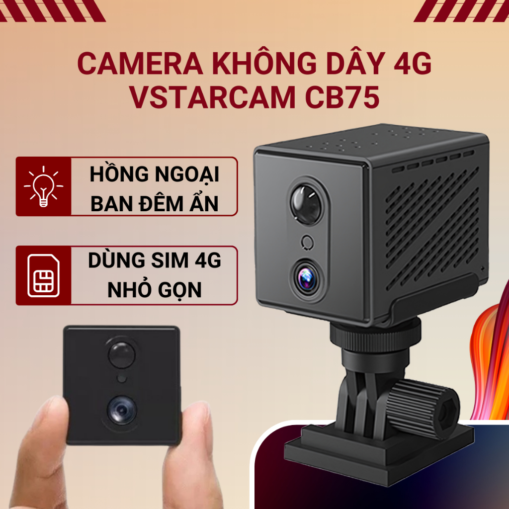 Camera Vstarcam CB75 không dây dùng sim 4g phát hiện chuyển động cảm biến hồng ngoại ban đêm ẩn ...