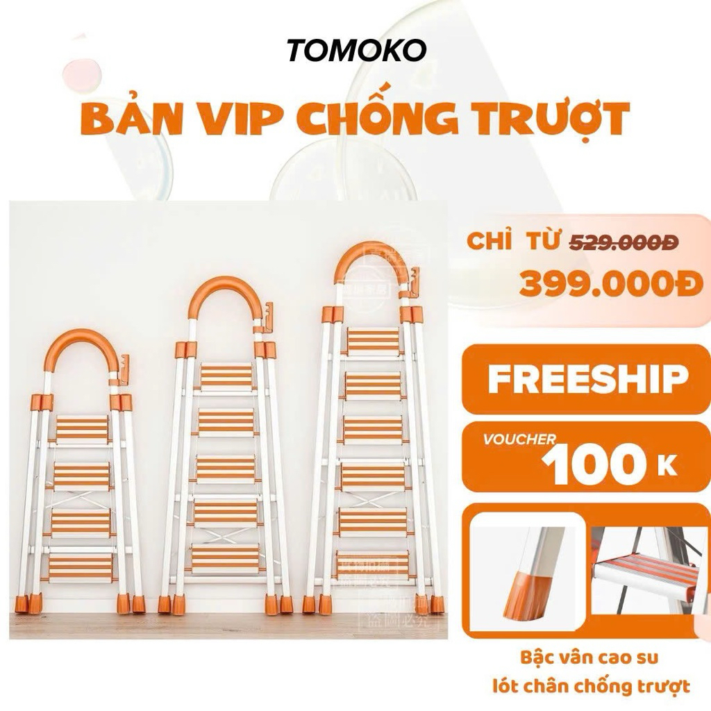 Thang Gấp Gọn Chữ A Nhập Khẩu 3 4 5 6 7 Bậc TOMOKO Thang Inox 304 bậc ...
