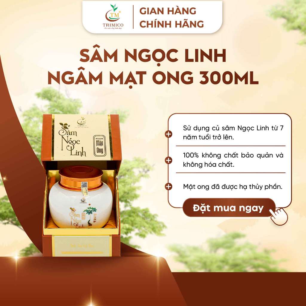 Sâm Ngọc Linh ngâm mật ong TRIMICO (Hủ gốm), 100% thành phần tự nhiên ...