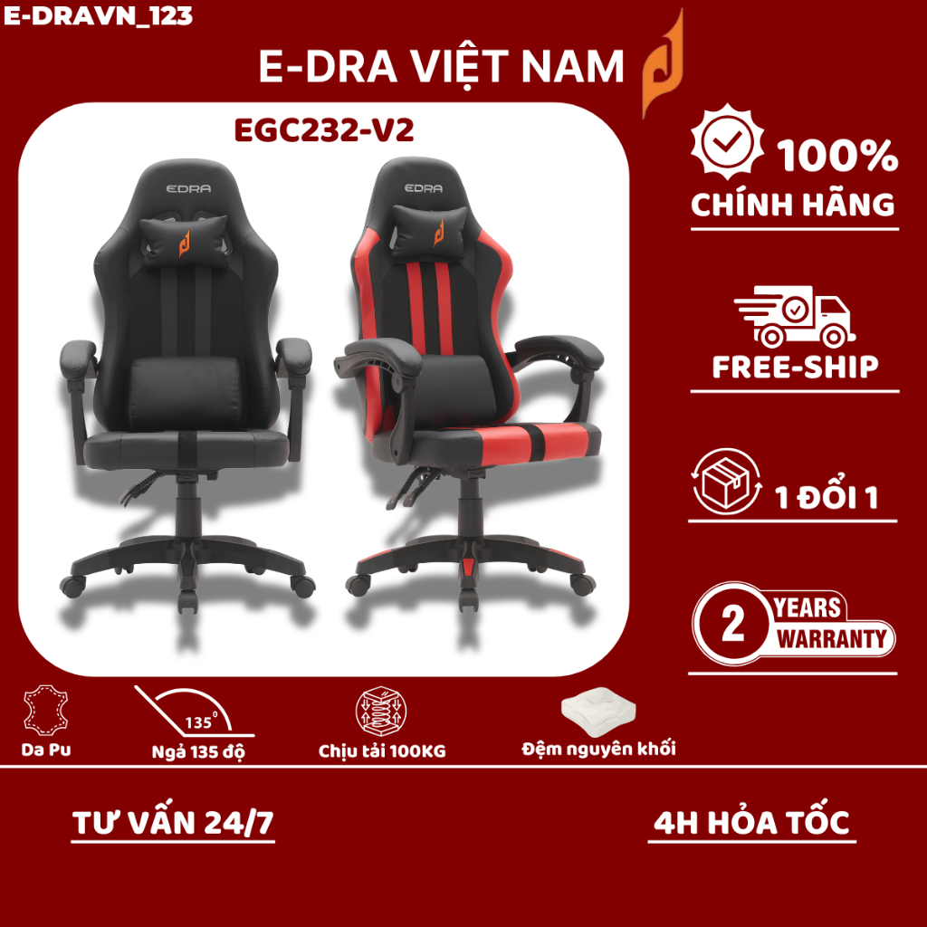 Ghế game EDRA YUMMY - EGC232v2 chất liệu da PU cao cấp, đệm êm ái ...
