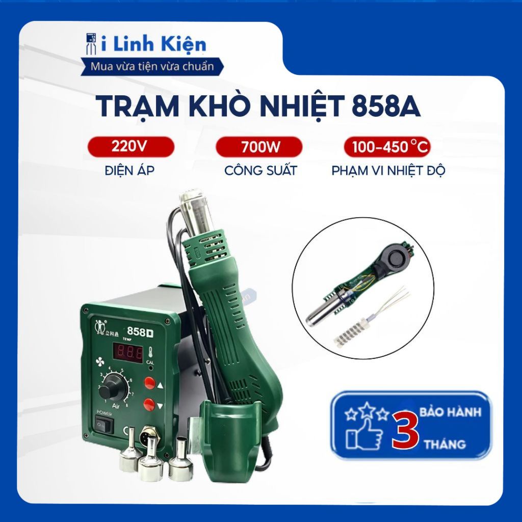 Máy khò trạm khò nhiệt 858A điều chỉnh tốc độ gió cao cấp chính hãng ...