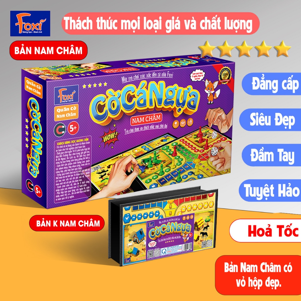 Cờ cá ngựa-Foxi-Boardgame-nam châm-mới lạ-kèm phụ kiện-quà tặng cho bé thích mê-kết nối gia đình ...