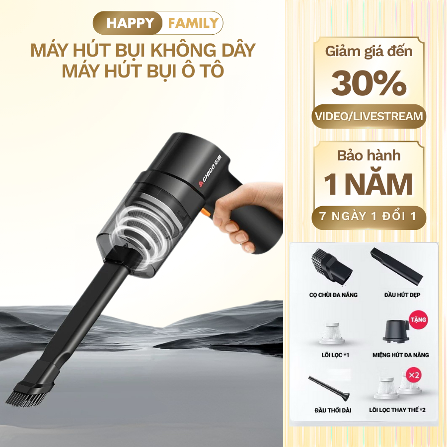 Máy hút bụi không dây Chigo Máy hút bụi ô tô lực hút cực mạnh, công suất 120W hút ô tô, giường ...
