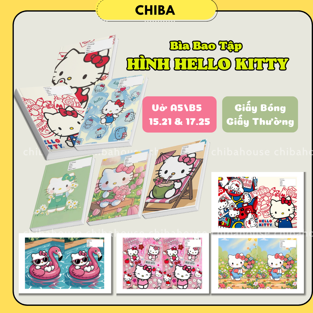 Giấy Bao Vở HELLO KITTY , Khung Vở A5 , Khung Vở B5 , In Theo Yêu Cầu ...