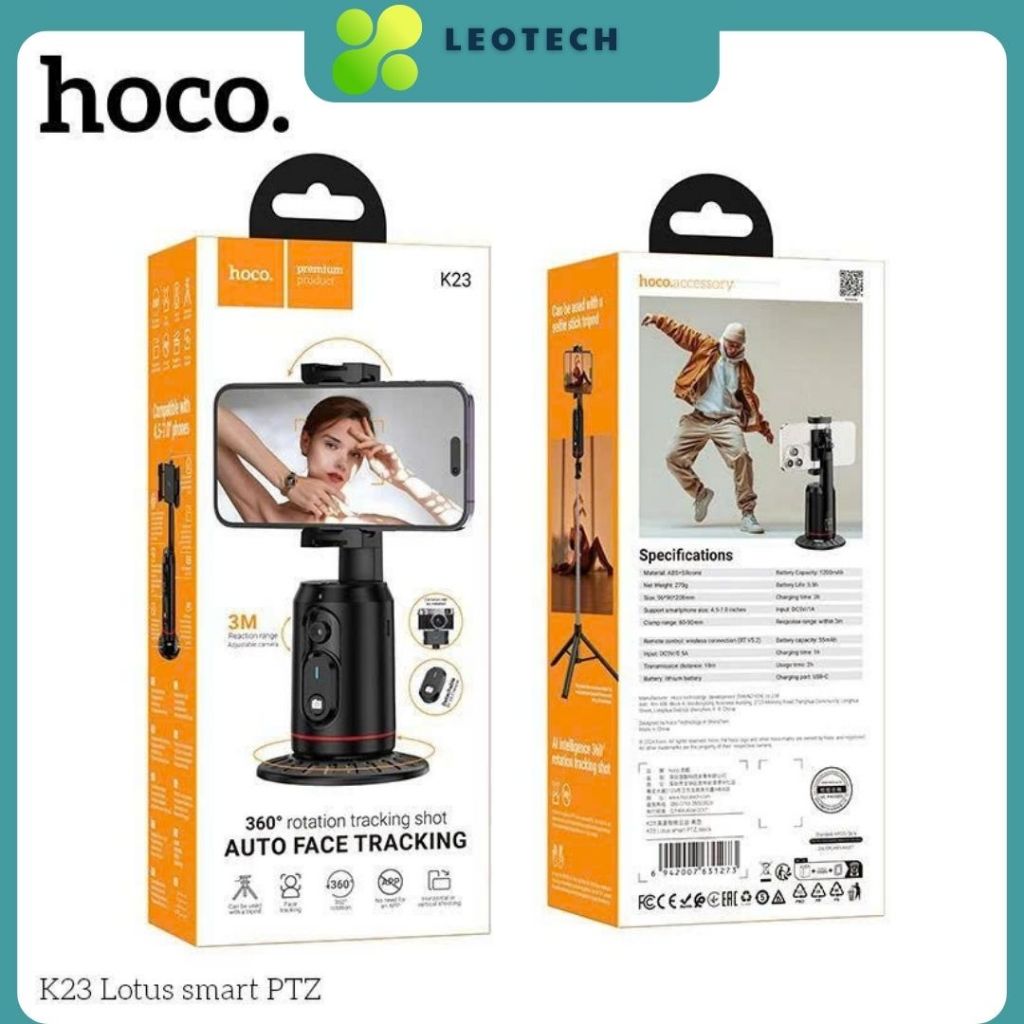 LeoTech Gimbal đa năng Hoco K23 chụp ảnh, quay video, theo dõi khuôn mặt 360 độ | Shopee Việt Nam