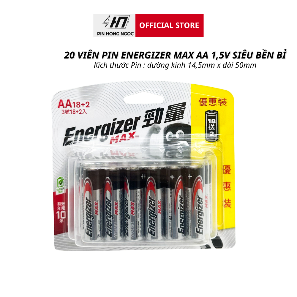 Pin ENERGIZER Max AA, AAA 1,5V Vỉ 20 viên siêu bền bỉ - hàng chính hãng ...