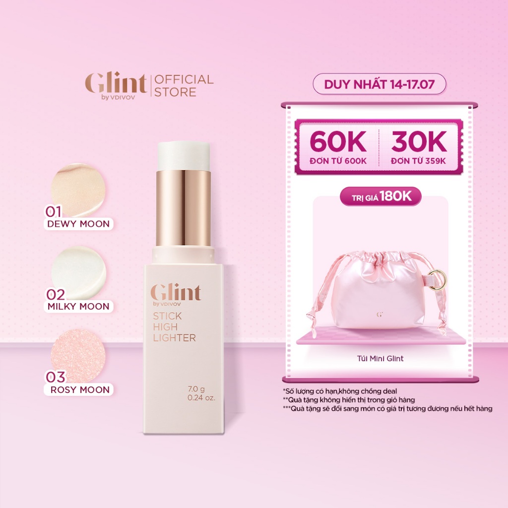 [Glint By VDIVOV Official] Nhũ bắt sáng highlight Glint dạng thỏi 7g chứa bột ngọc trai, tiện ...