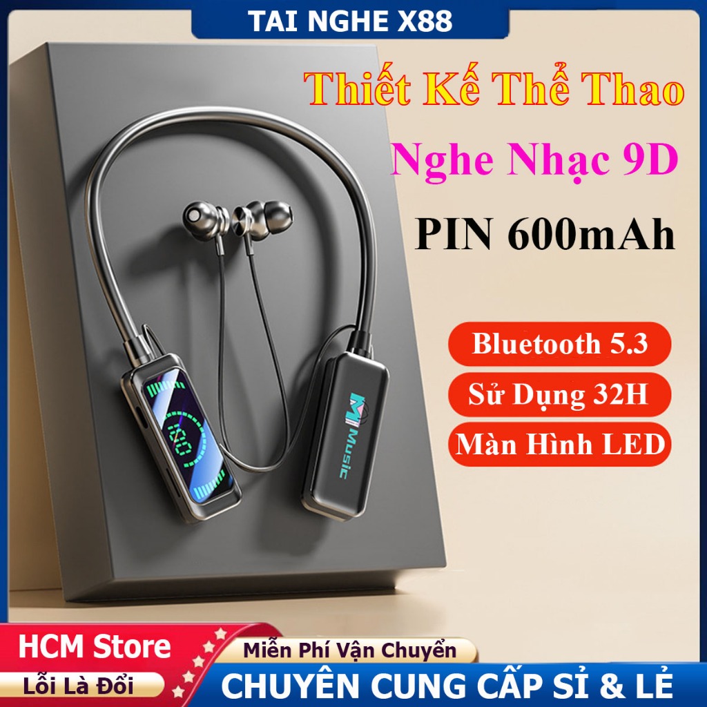 Tai Nghe X88 Pro Bluetooth 5.3 – Pin Trâu, Có Màn Hình LED, Hỗ Trợ Thẻ Nhớ 32GB, Chống Nước ...