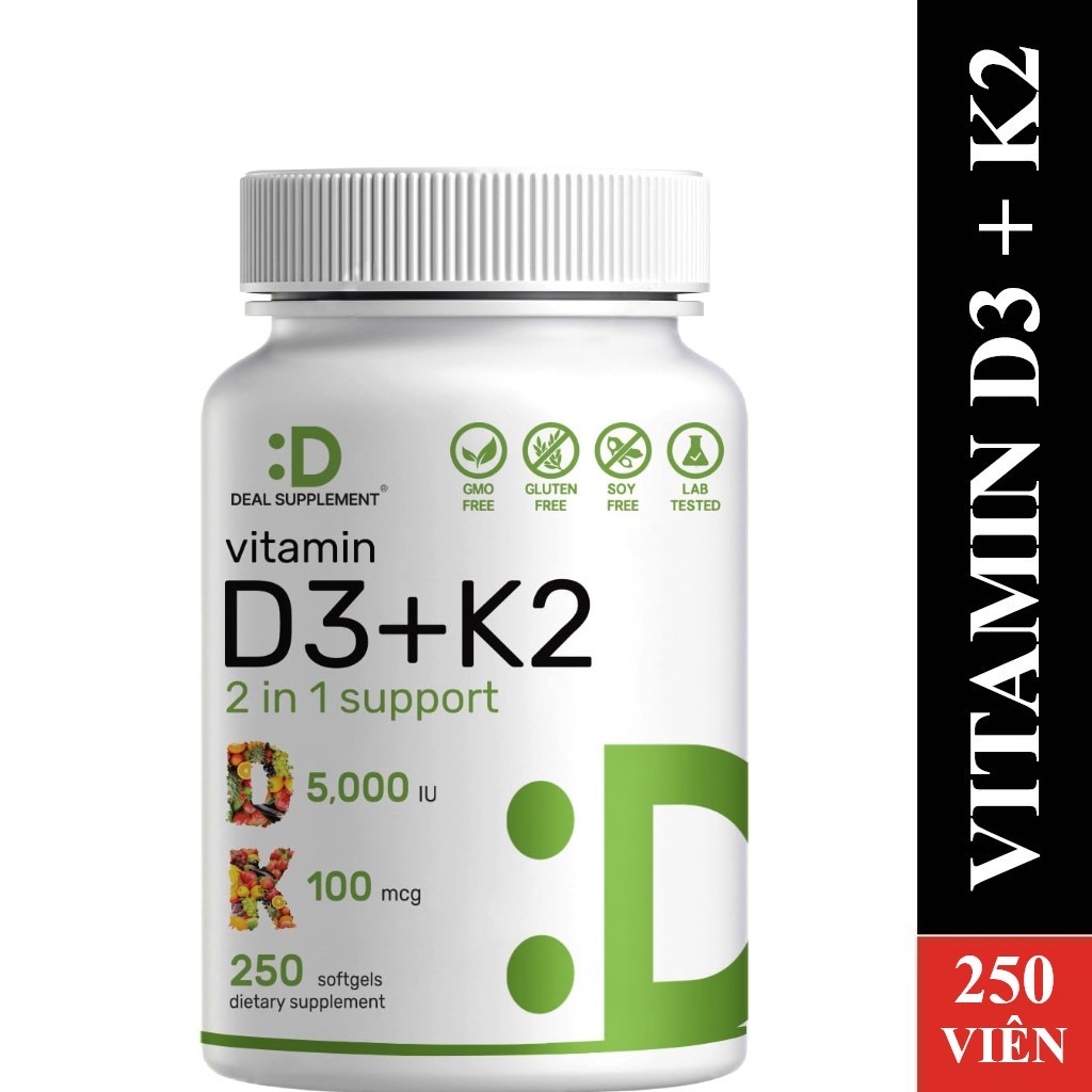 Viên Uống Bổ Sung Deal Supplement Vitamin D3 + K2 240 Viên | Shopee Việt Nam