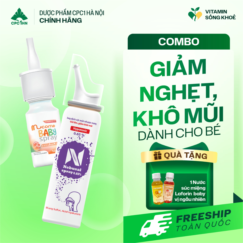 Combo Giảm Nghẹt Mũi Mucome Baby Spray 0.05% (Lọ 10ml) + Giảm Khô Mũi ...