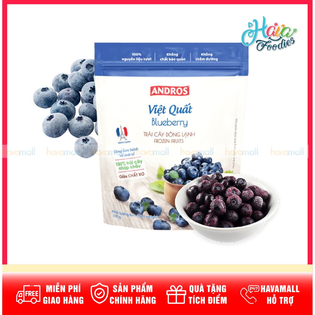 Việt Quất Cấp Đông IQF Andros 300g – IQF Blueberries Frozen | Shopee ...