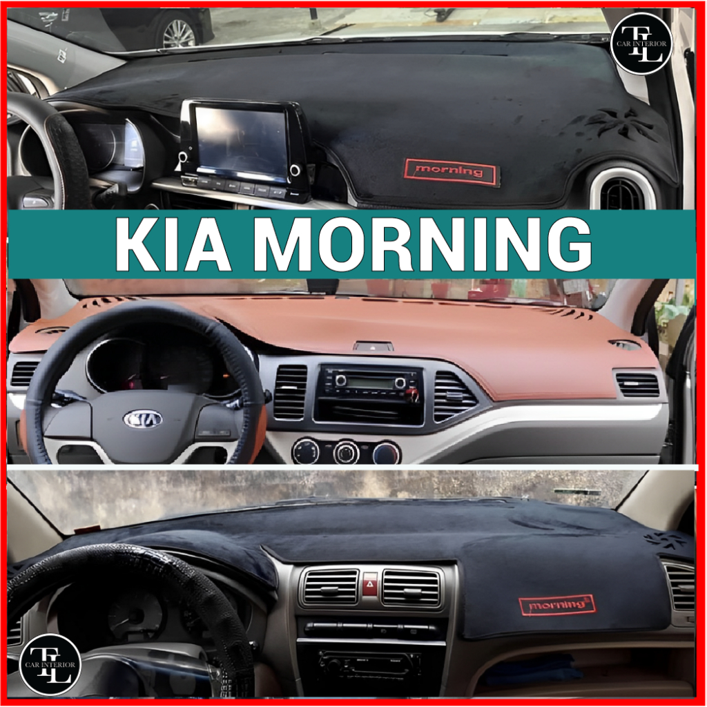 Thảm taplo Kia Morning 2004 đến 2025, thảm taplo che nắng da carbon, da vân gỗ, nhung cừu cao ...