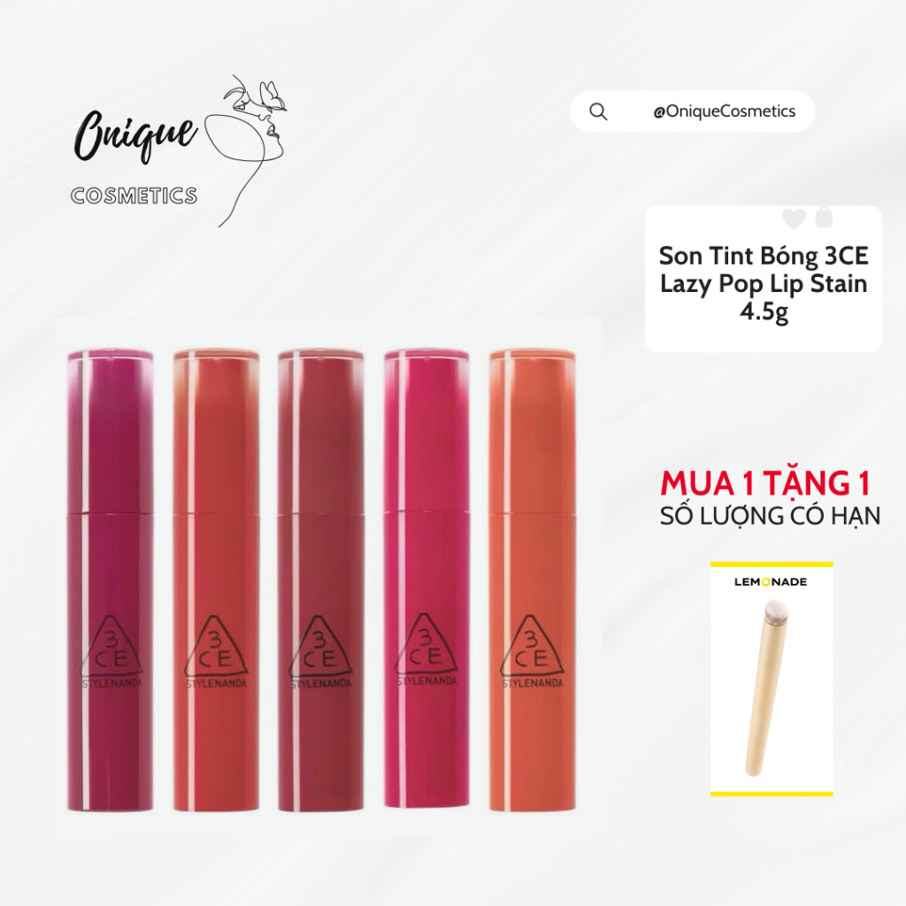[HÀNG CHÍNH HÃNG] Son Tint Bóng 3CE Lazy Pop Lip Stain 4.5g | Shopee ...