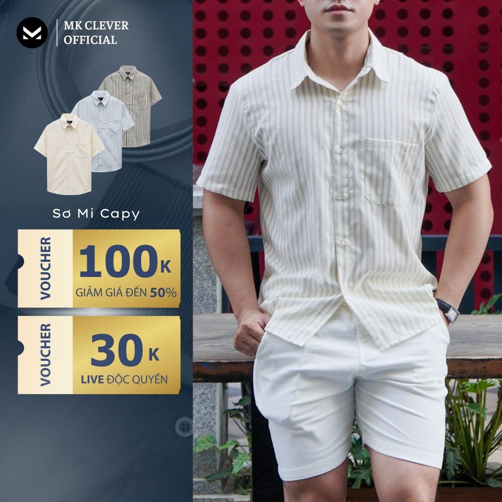 Áo Sơ Mi nam cổ Đức Capy MKCLEVER Chất kẻ thô mềm mịn, thoáng mát ...