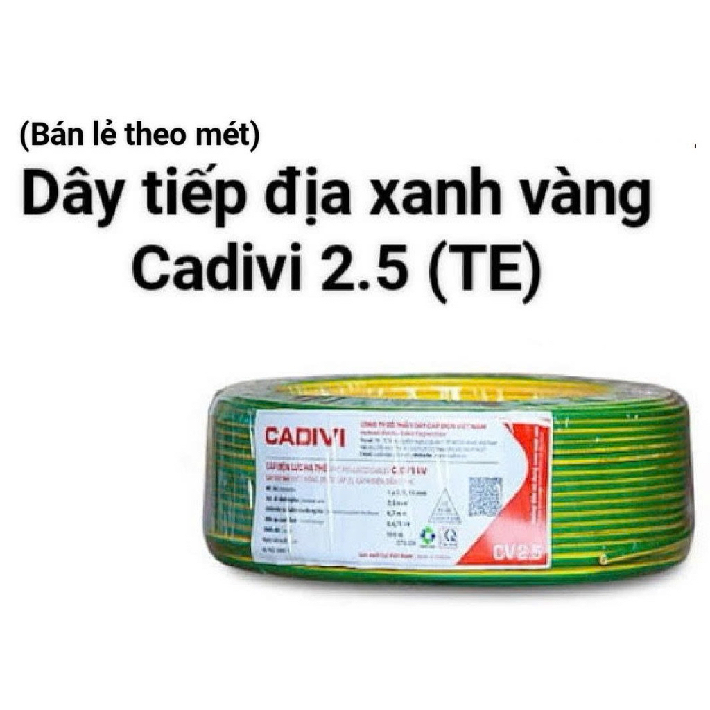 Dây tiếp địa xanh vàng CADIVI CV 2.5 (TE). Bán lẻ theo mét. HÀNG CHÍNH HÃNG - GIÁ TỐT | Shopee ...