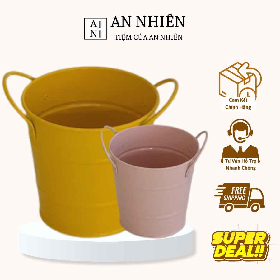 Xô Inox Mini Thiết Kế Sang Chảnh An Nhiên Cỡ Nhỡ Có Quai Xách Và Quai ...