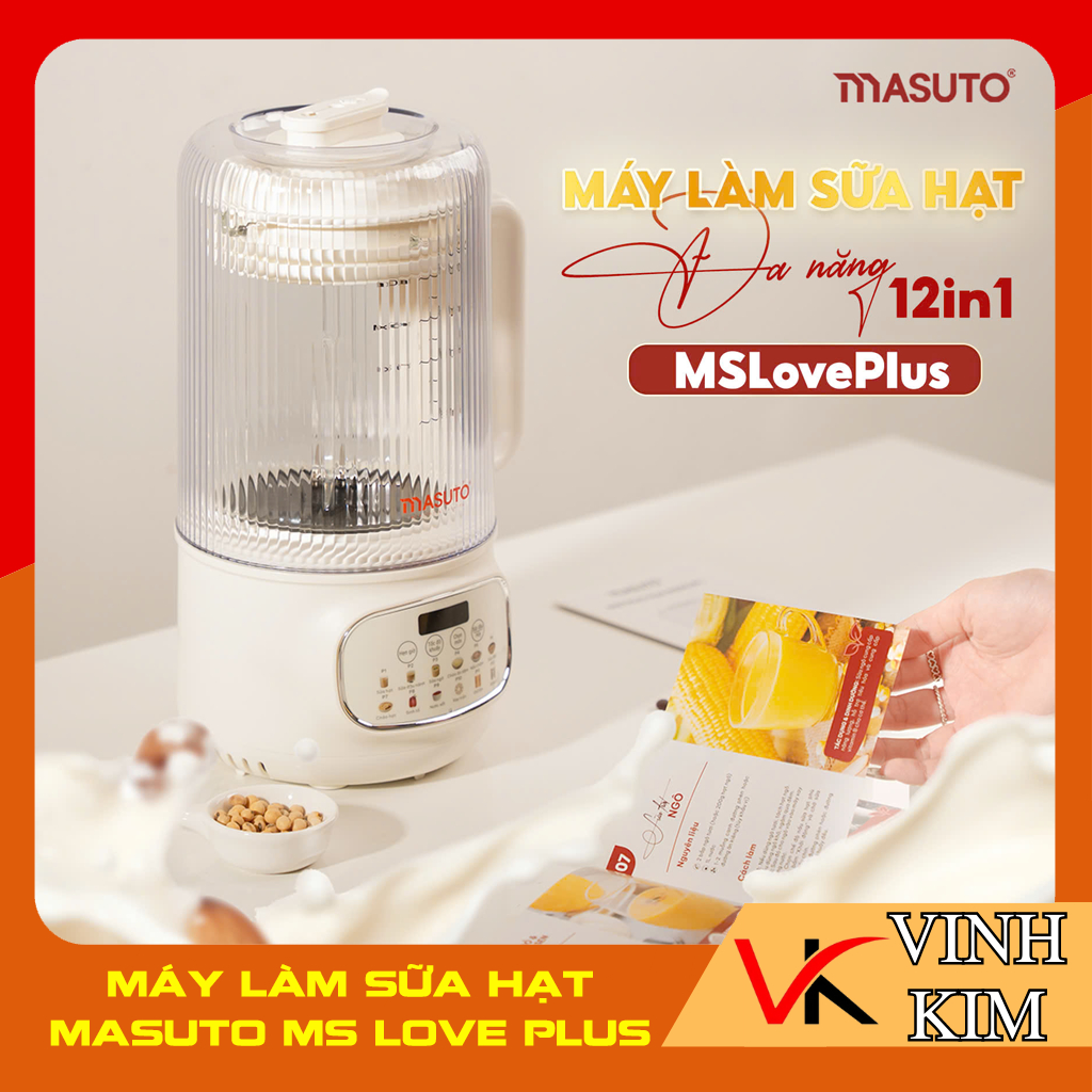 Máy làm sữa hạt Masuto MSLovePlus, 1.2L/800W, 12 chế độ nấu thông minh ...