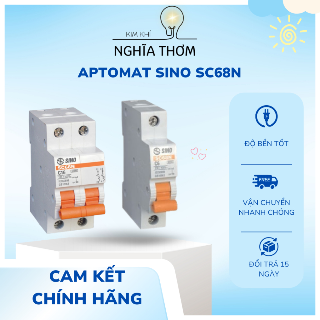 Aptomat Sino SC68N 1P & 2P – 16A 20A 25A 32A 40A – CB Chống Quá Tải, Ngắn Mạch – Chính Hãng SINO ...