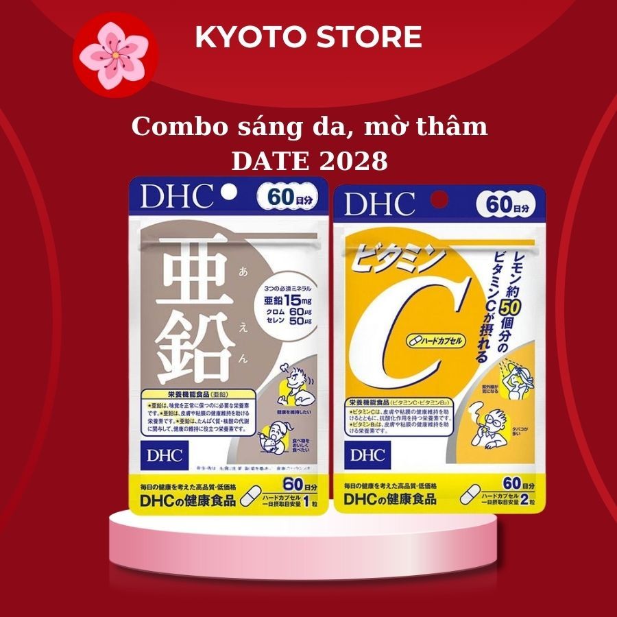 Combo viên uống Vitamin C DHC gói 120 viên & Kẽm DHC gói 60 viên Nhật ...