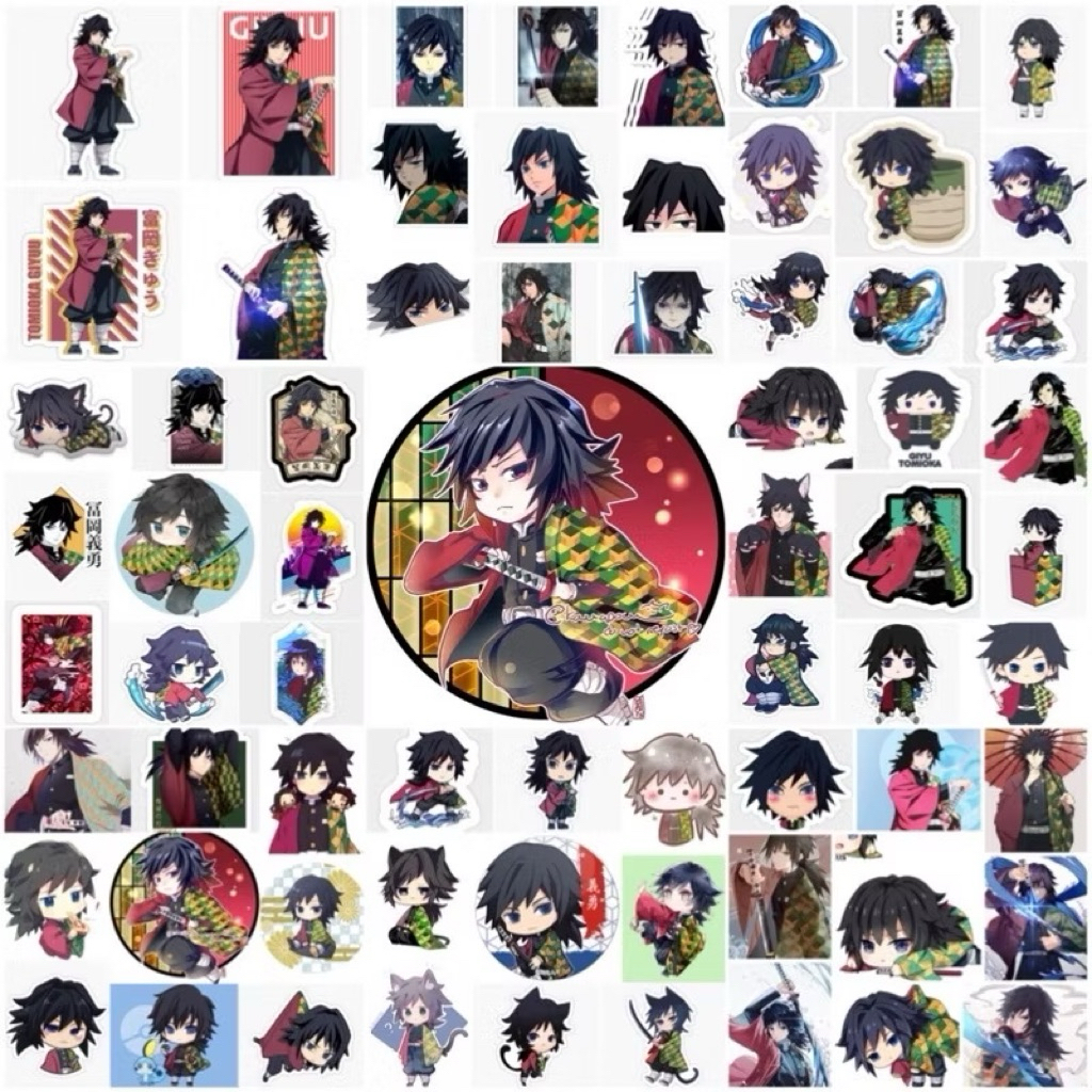 Set 50-100 Sticker Thuỷ trụ Giyuu Trụ cột nước Kimetsu no Yaiba Demon ...