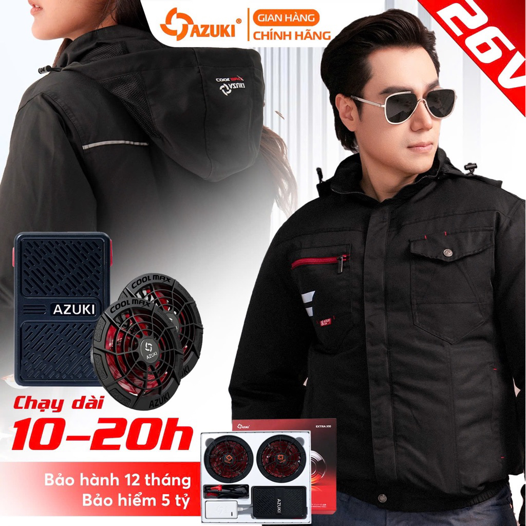 Bộ áo điều hòa Dài Tay Azuki EXTRA X10 Mới nhất 2025. Pin dung lượng 24 ...
